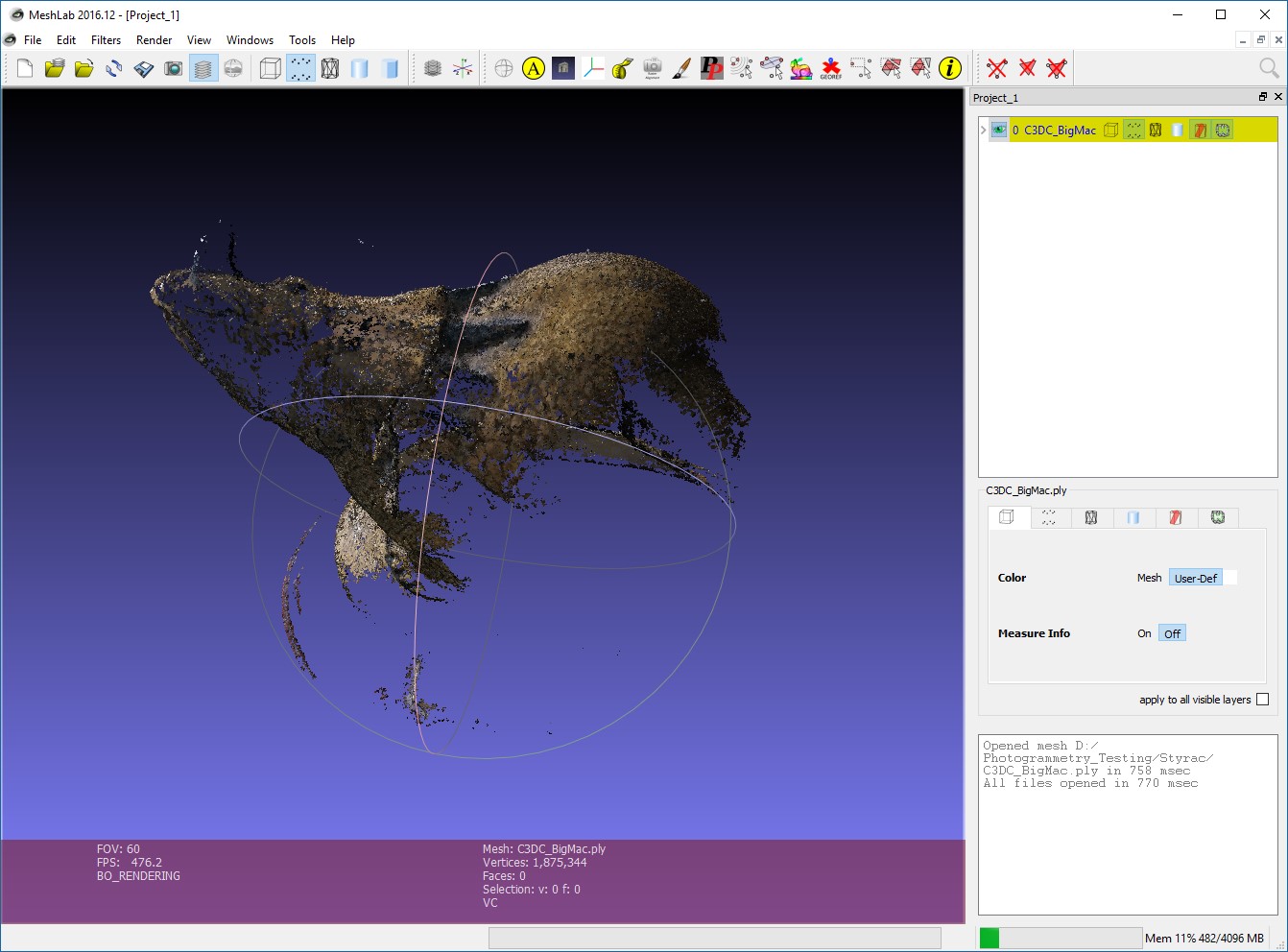 Photogrammetry Testing 10: MicMac – Prof. Peter L. Falkingham